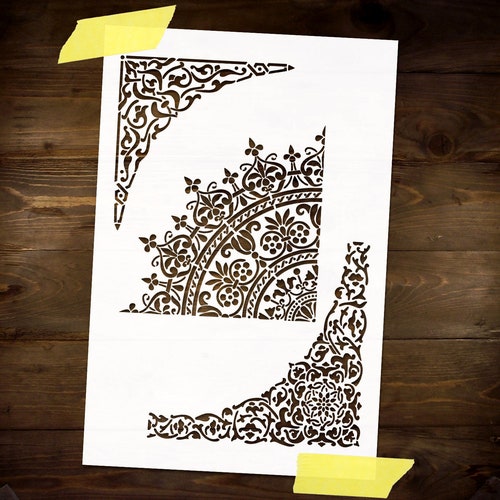 Filigree Corners Stencil Reusable DIY Craft Mylar Big Size - Etsy