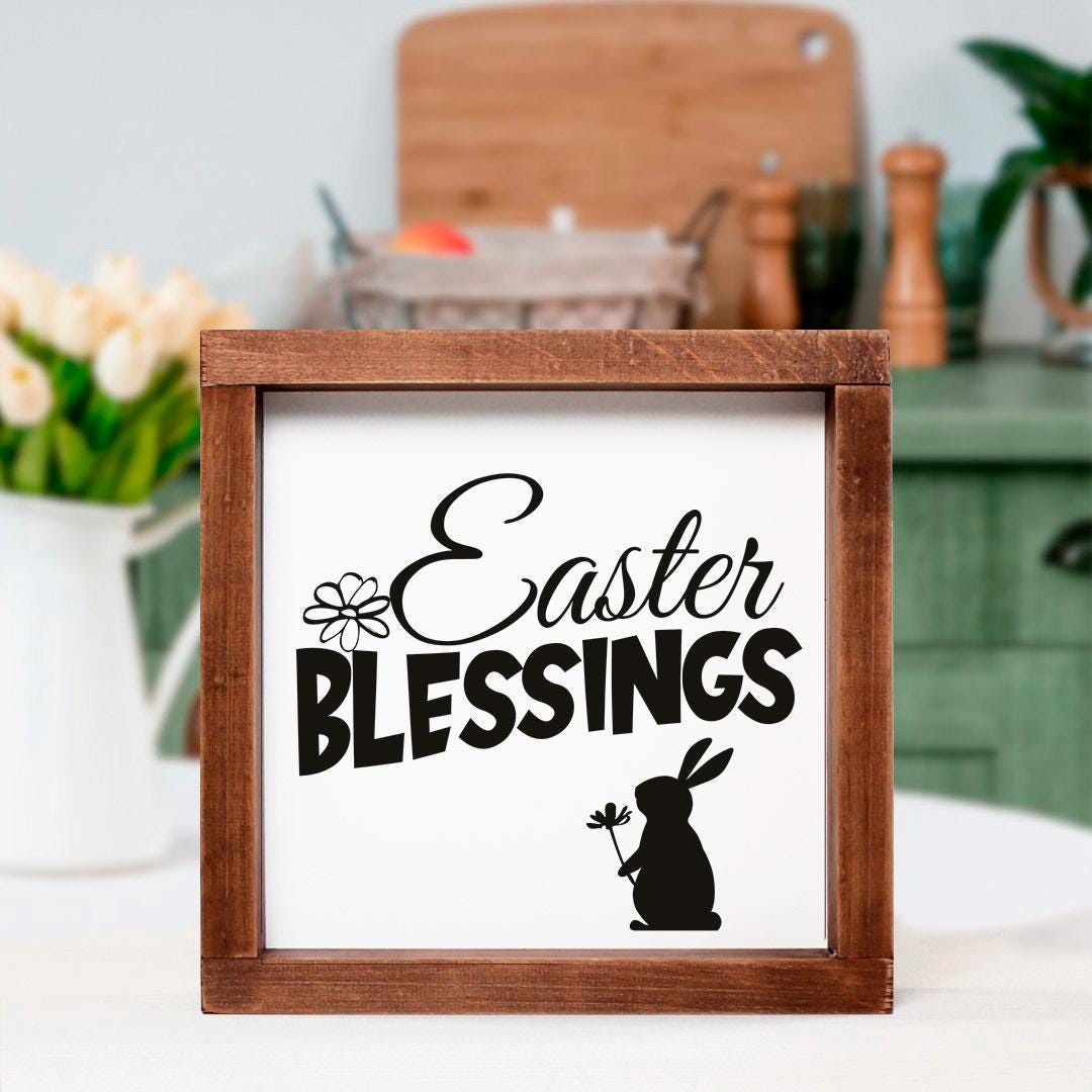 Easter Blessings Sign Easter Gift Handmade Farmhouse Shelf Décor Easter ...