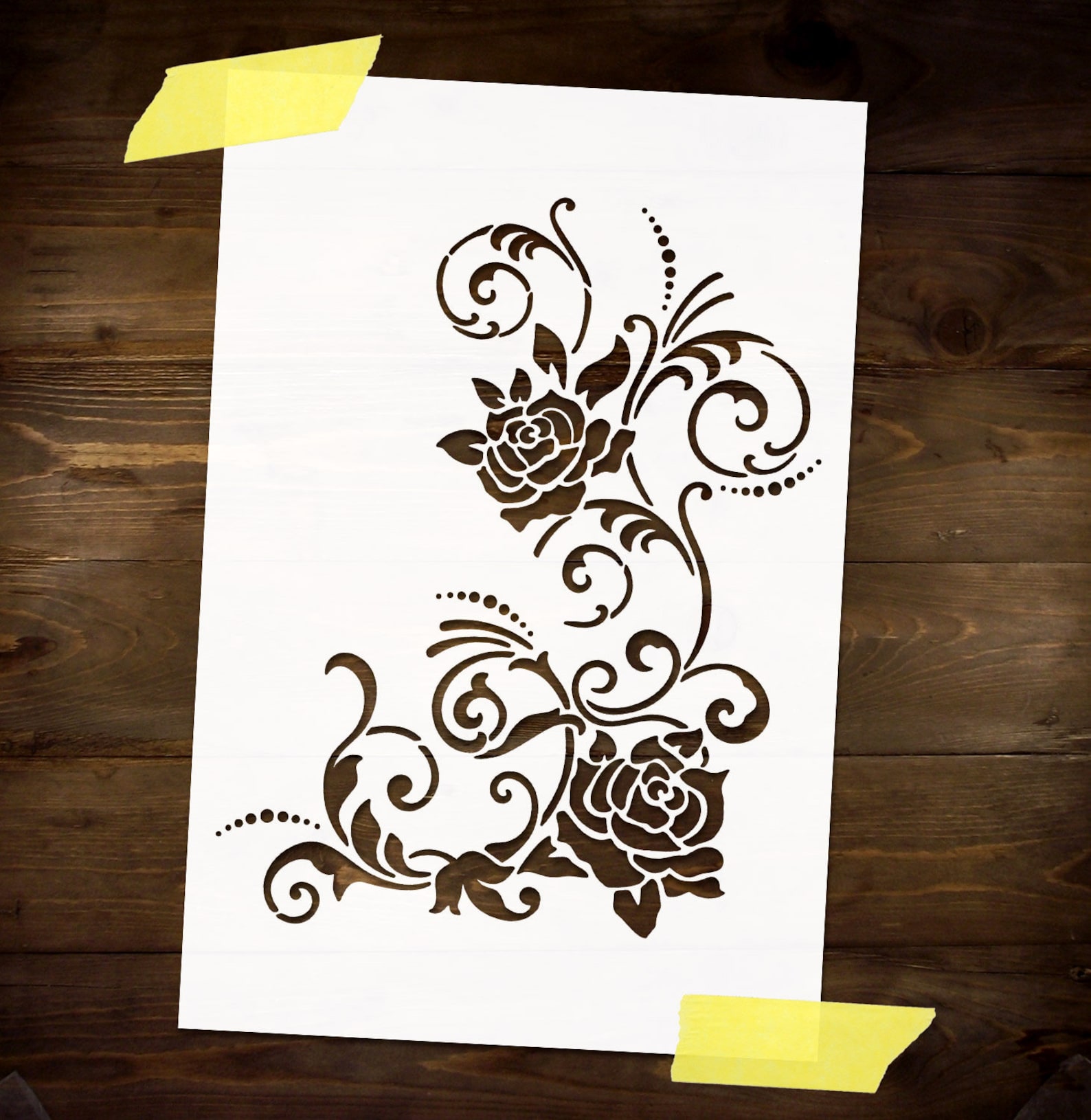 Victorian Rose Stencil Reusable DIY Craft Mylar Stencil A4 | Etsy