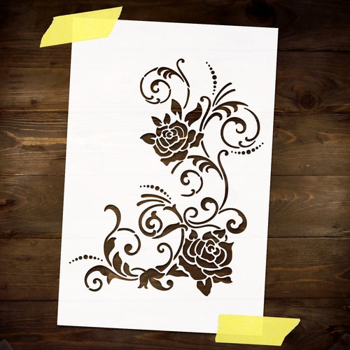Floral Swirl Stencil Reusable DIY Craft Mylar Stencil for - Etsy