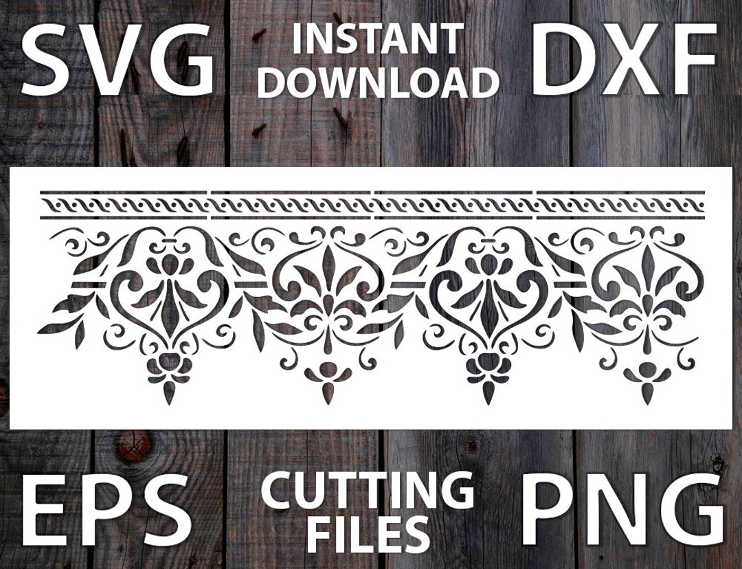 Delicate Border Digital Stencil Template SVG DXF EPS Png Files for ...