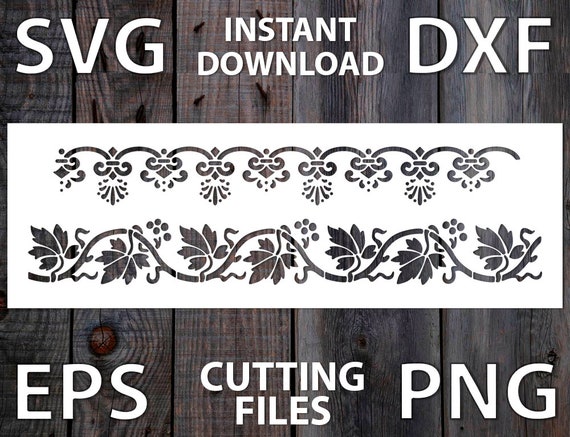 Grapevine Border Digital Stencil Template SVG DXF EPS Png - Etsy