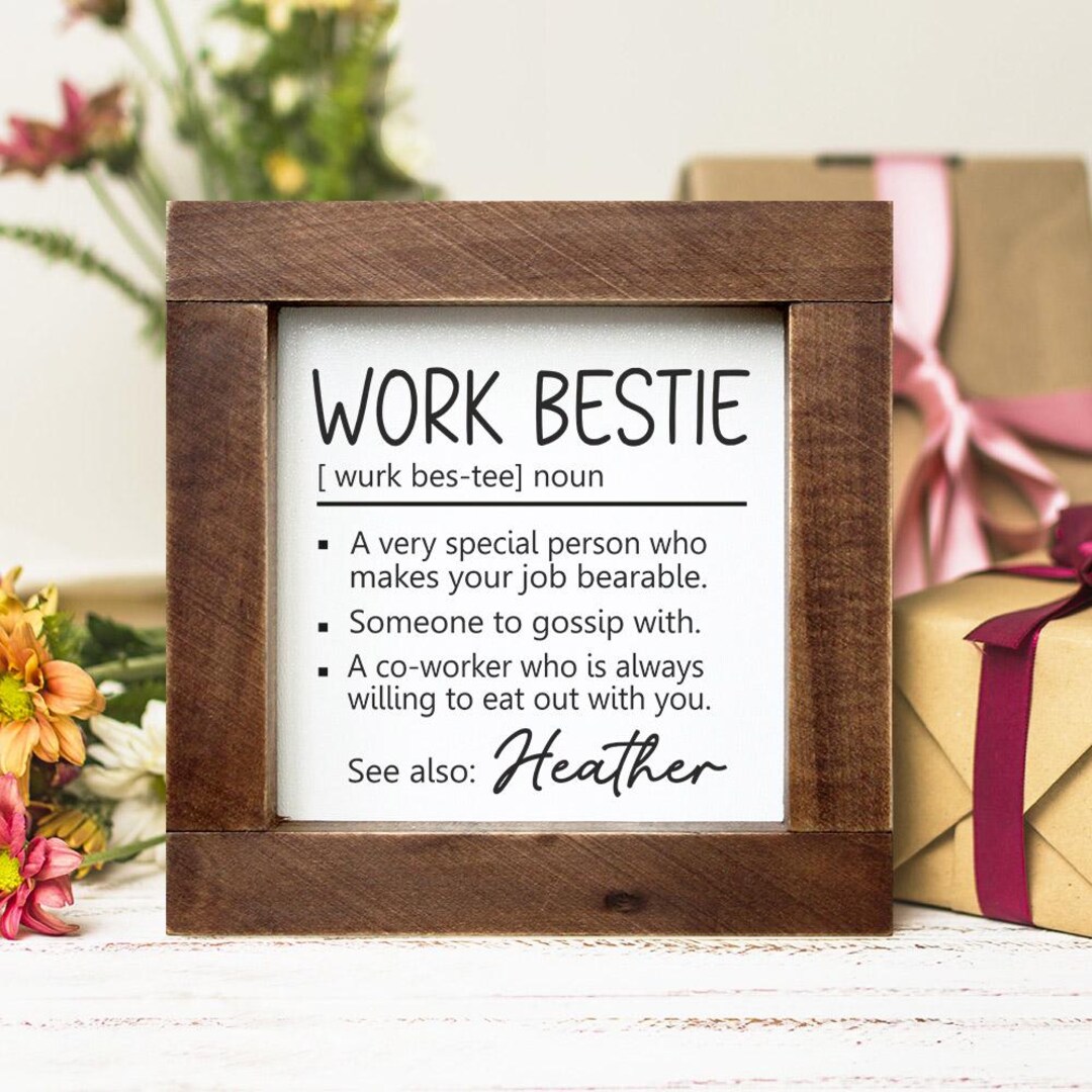 Personalized Coworker Gift Work Bestie Wood Sign Cubicle Decor Birthday ...