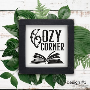 Book Nook Sign COZY Corner Wooden Sign for Books and Cat Lover Room ...