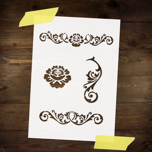 Swirl Floral Borders Stencil Reusable DIY Craft Mylar Stencil for Paint Scrapbooking Decoupage ...