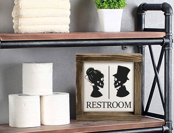 Restroom Sign Funny Bathroom Signs Apartment Decor Gothic Home - Etsy