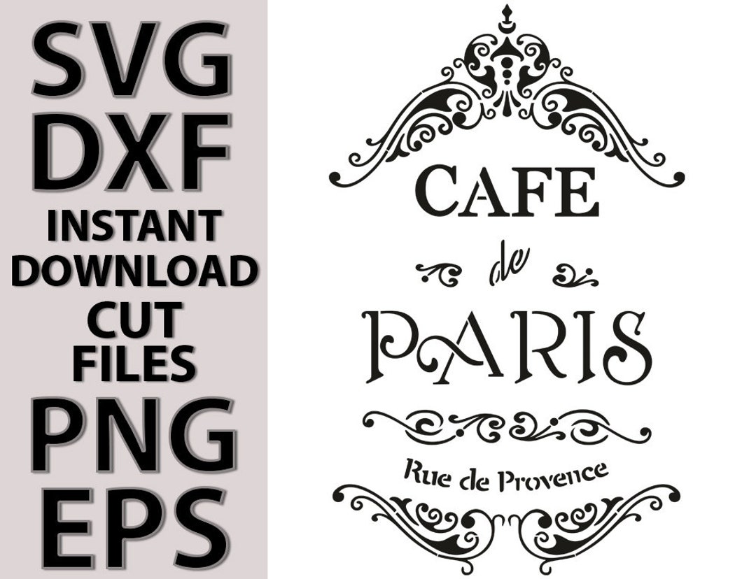 Parisian Cafe Stencil Digital Template SVG DXF Eps Png Files for ...
