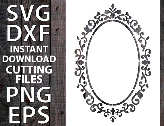 Vintage Oval Frame Stencil Digital Template SVG DXF EPS Png - Etsy