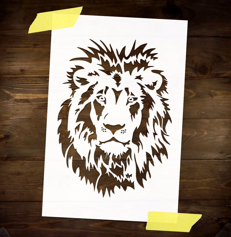 lion-head-stencil-reusable-diy-craft-mylar-big-size-stencil-etsy