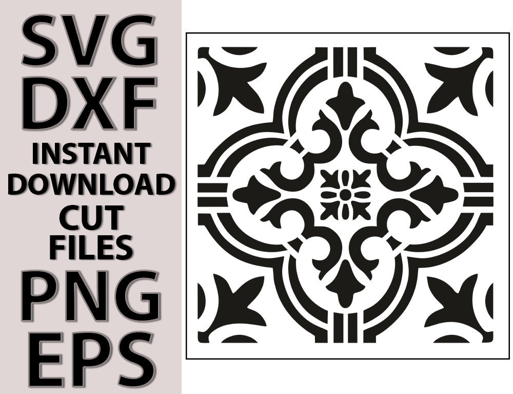 Floor Tile Stencil Digital Template SVG DXF Eps Png File for - Etsy ...