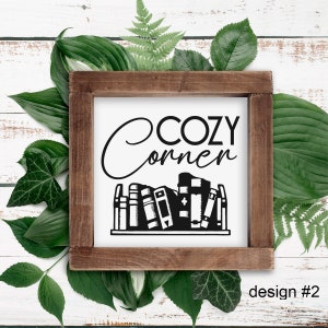 Book Nook Sign COZY Corner Wooden Sign for Books and Cat Lover Room ...