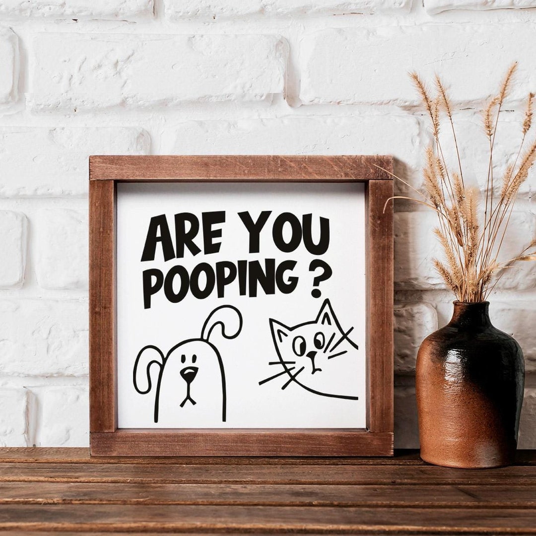 Funny Bathroom Art Are You Pooping Wood Sign Restroom Sign Housewarming ...