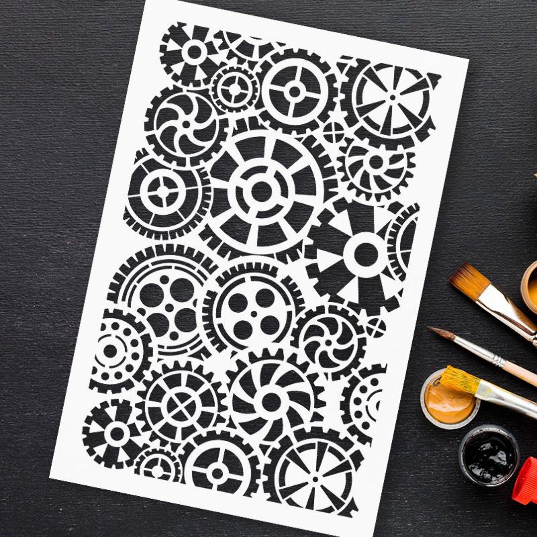 Steampunk Gears Stencil Reusable DIY Mylar Stencil for Paint ...