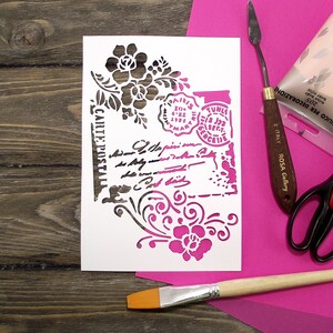 Vintage Post Card Stencil Reusable DIY Craft Mylar Stencil Scrapbooking ...