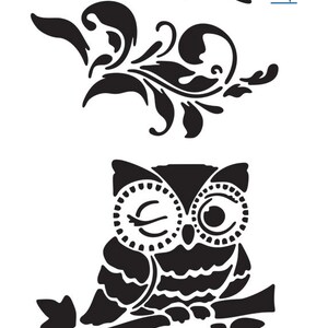Owls on Tree Stencil Reusable DIY Craft Mylar Stencil Home | Etsy