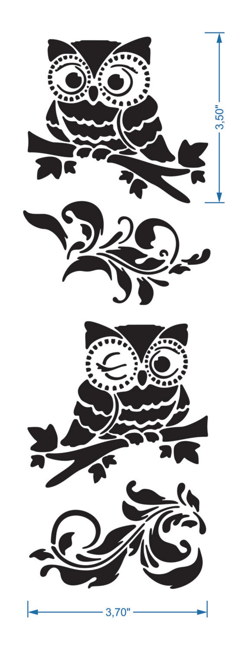 Owls on Tree Stencil Reusable DIY Craft Mylar Stencil Home | Etsy