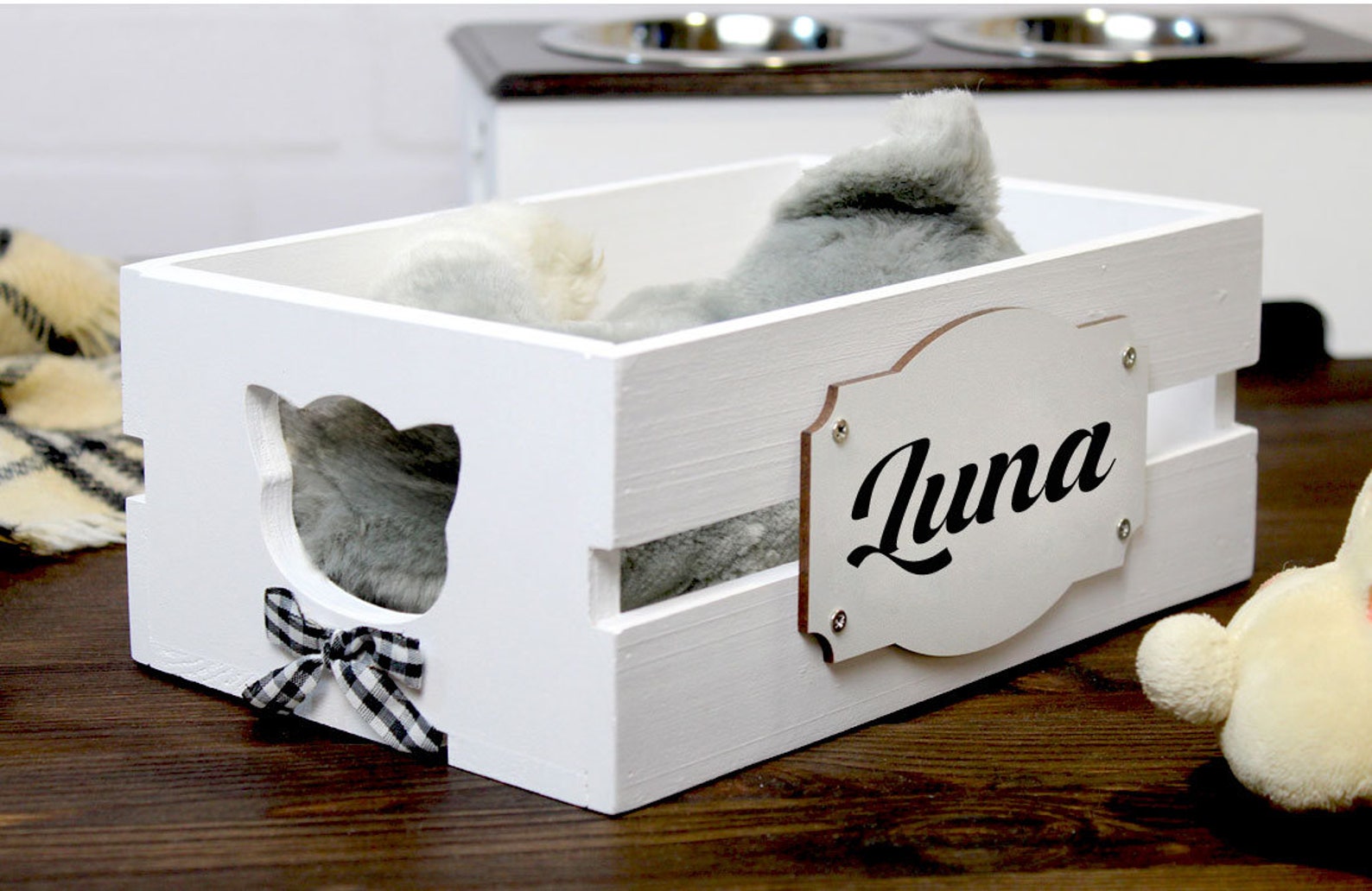 Cat Toy Box Personalized size XS Cat Toy Storage Cat | Etsy