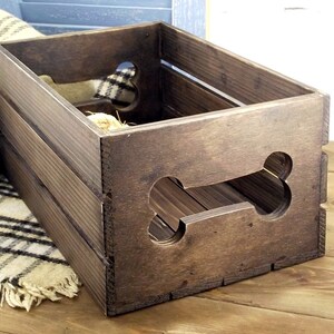 Dog Toy Box Personalized With Bone Hole, Dog Toy Storage, Dog Crate ...