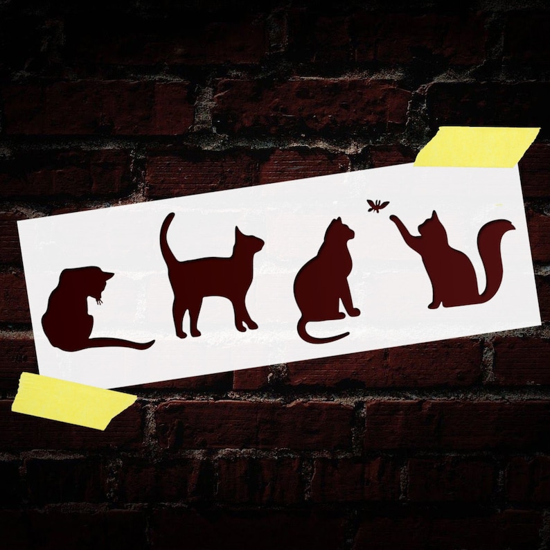 Cats Border Stencil Reusable DIY Mylar Stencil Home Decor Wall - Etsy