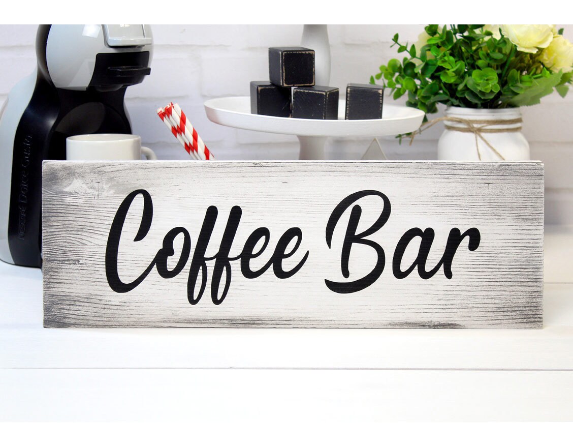 Farmhouse Coffee Bar Sign Wooden Coffee Sign Coffee Station | Etsy