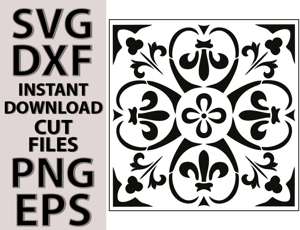 Floor Tile Stencil Digital Template SVG DXF Eps Png Files for - Etsy