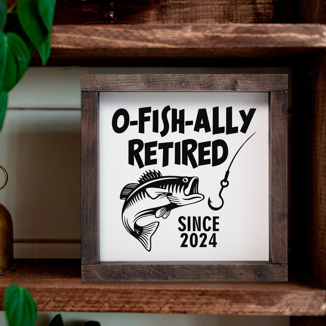 Personalized Retirement Gift O-fish-ally Retired Wood Sign Coworker ...