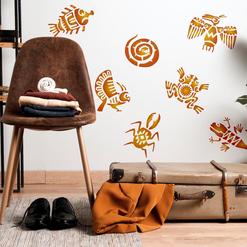 Aztec Symbols Stencil - DIY Mylar Painting Stencils for Walls - Large ...