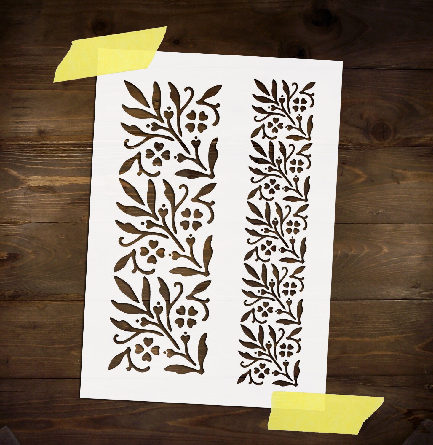 Floral Border Stencil Reusable DIY Craft Mylar Stencil for | Etsy