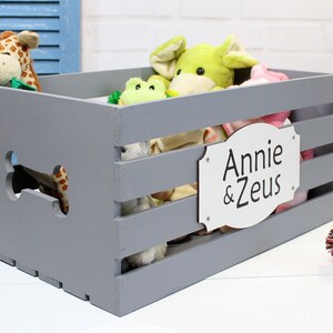 Dog Toy Box Personalized With Bone Hole, Dog Toy Storage, Dog Crate ...