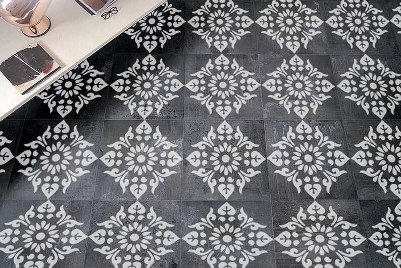 Floor Tile Stencil Digital Template SVG DXF Eps Png File for - Etsy Canada