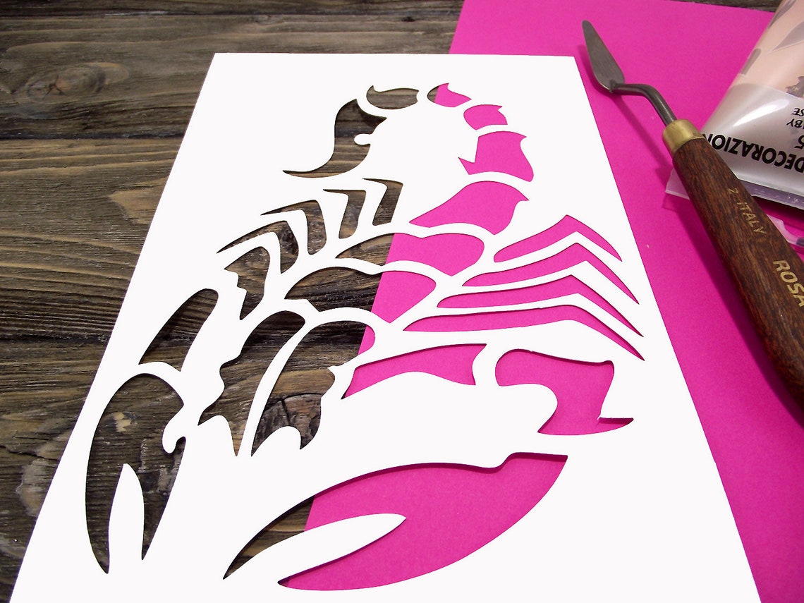 Scorpio Stencil Reusable DIY Craft Mylar Stencil Textile | Etsy