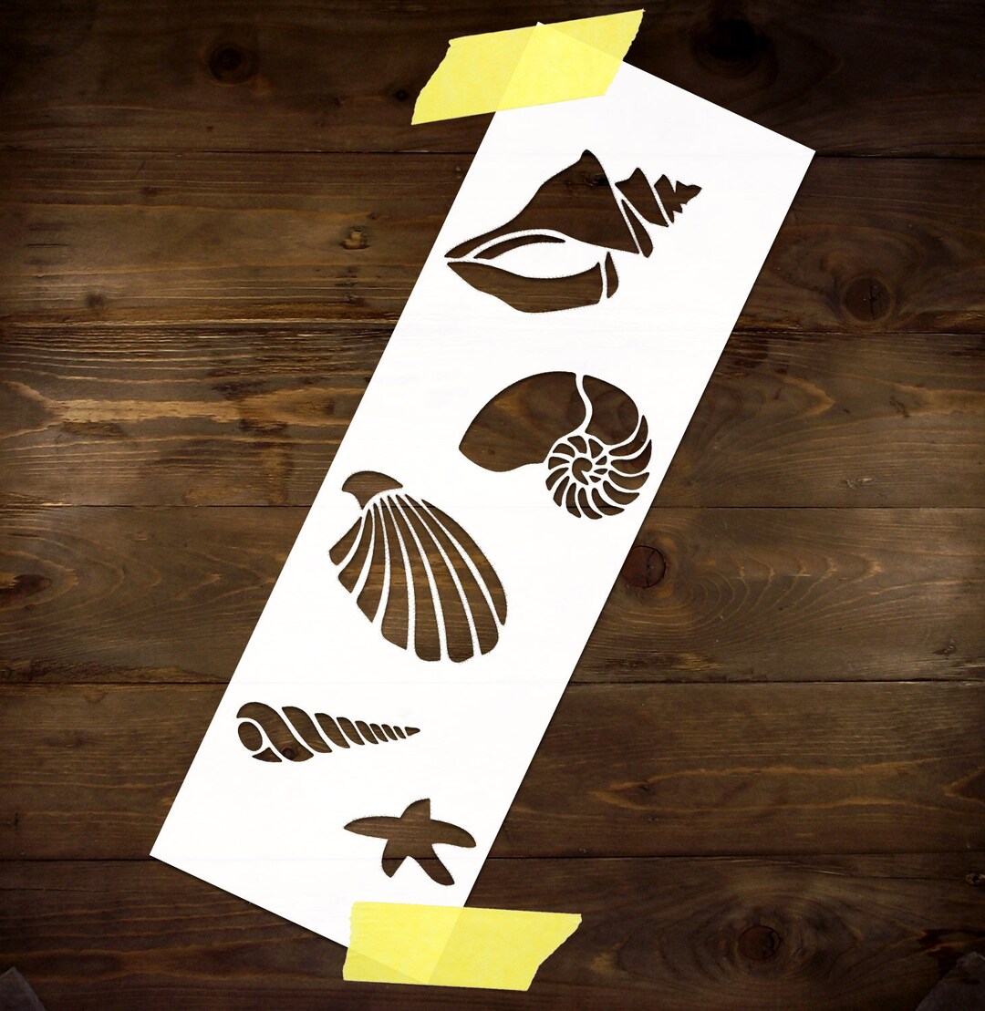 Sea Shells Stencil Reusable DIY Craft Mylar Stencil Beach Bathroom ...