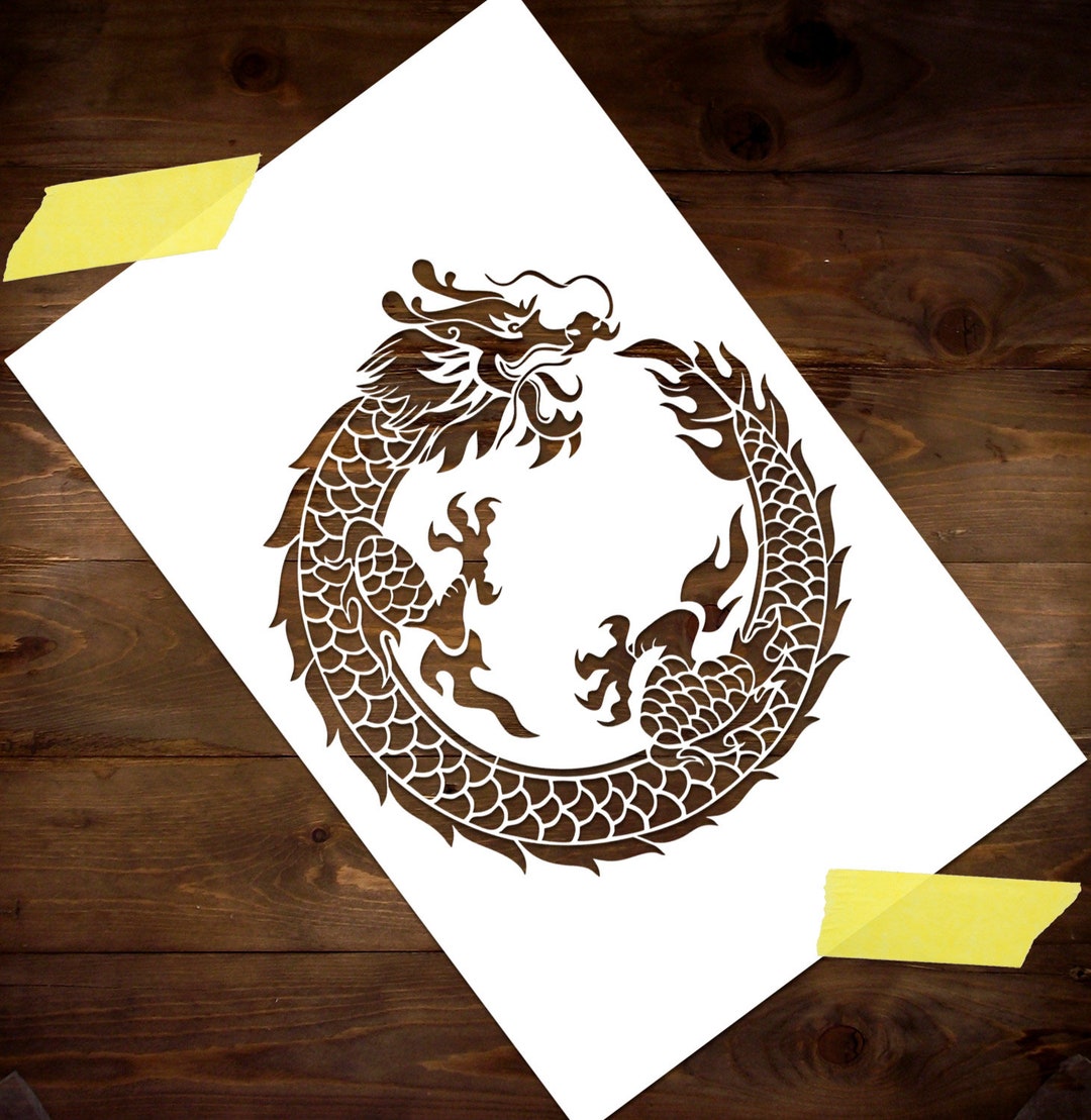 Dragon Biting Its Tail Stencil Reusable DIY Craft Mylar Stencil for ...