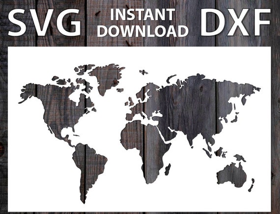 World Map Stencil Digital Template SVG DXF Eps Png Files for - Etsy