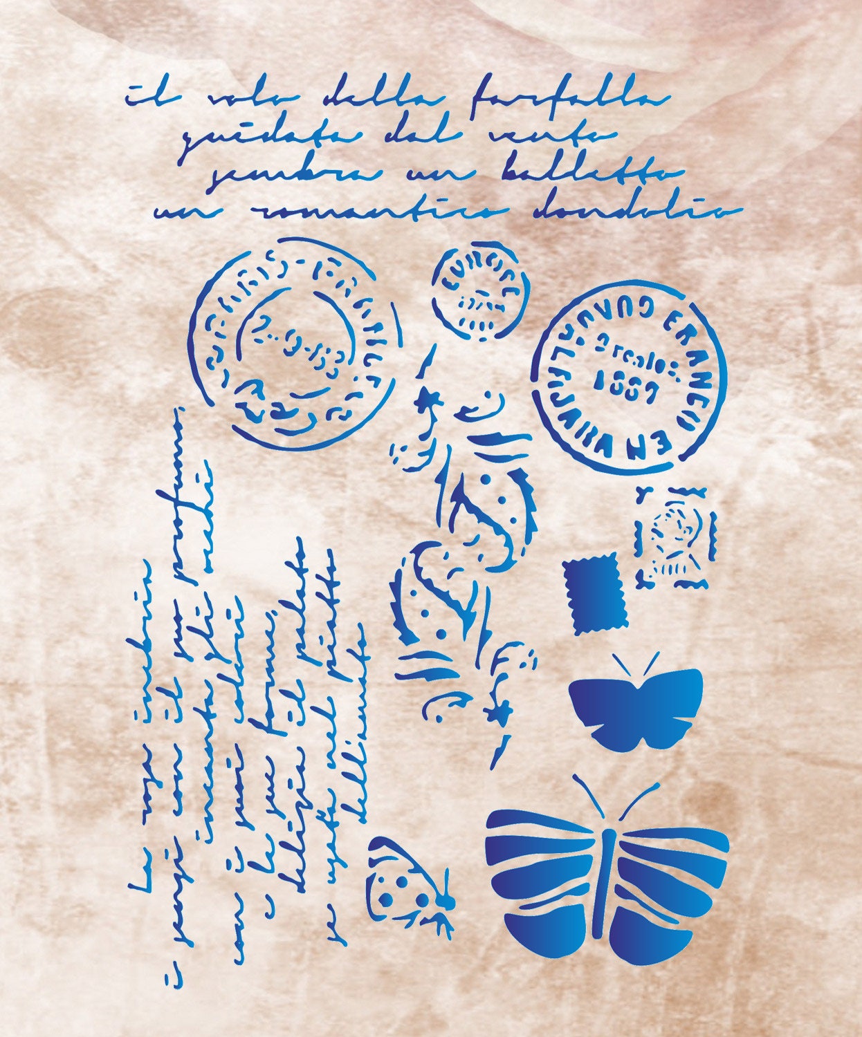 Vintage Post Card Stencil Reusable DIY Craft Mylar Stencil for - Etsy