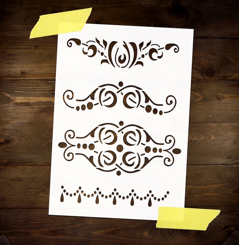Swirl Borders Stencil Reusable DIY Craft Mylar Stencil for - Etsy