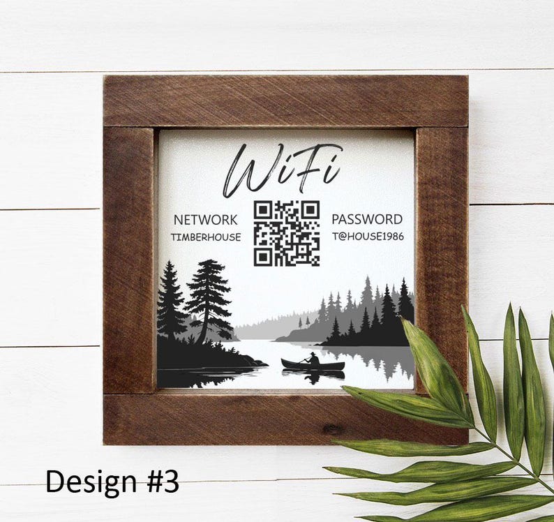 QR Code Sign Wifi Password Sign Airbnb Sign Custom Wood Sign ...