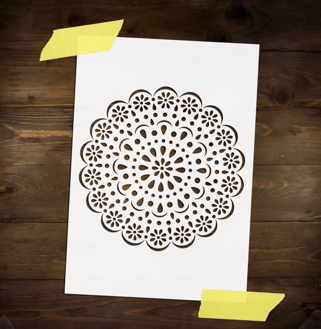 Round Lace Mandala Pattern Stencil Reusable DIY Craft Mylar Stencil for ...