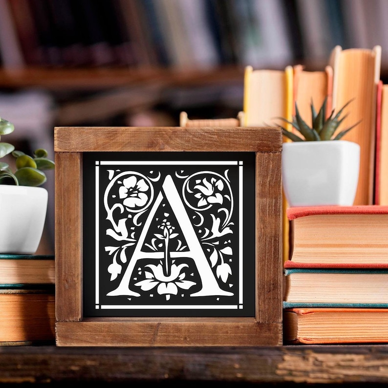 Alphabet Monogram Stencil - Letters Art Stencil - Floral Font Stencil ...