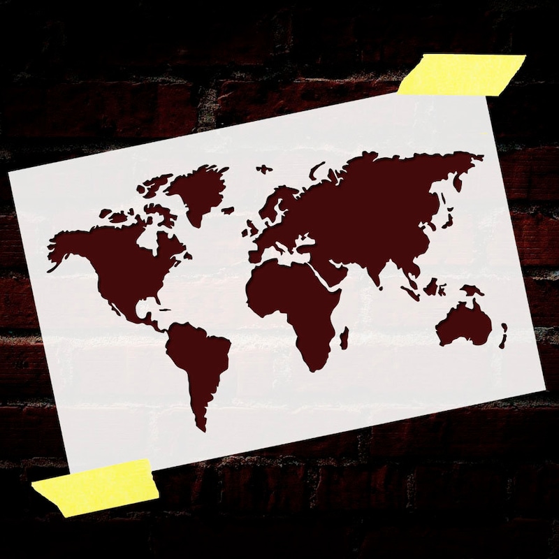 World Map Stencil - Etsy