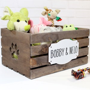 Dog Toy Box Personalized With Paw Hole, Dog Toy Storage, Dog Crate ...