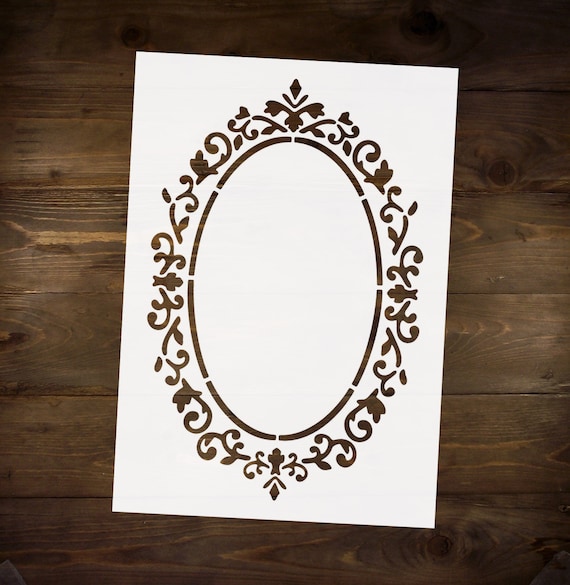 Oval Vintage Frame Stencil Reusable DIY Craft Mylar Stencil | Etsy