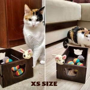 Cat Toy Box Personalized Size XS, Cat Toy Storage, Cat Furniture ...