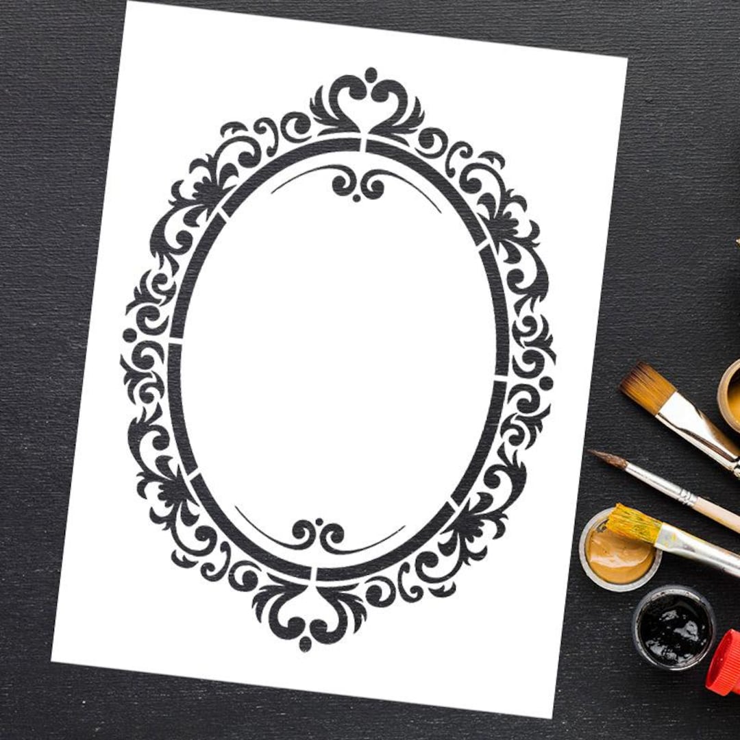 Oval Vintage Frame Stencil Reusable DIY Craft Mylar Stencil for Paint ...