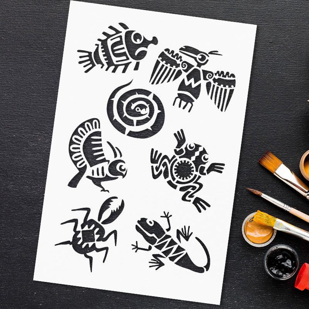 Aztec Symbols Stencil - DIY Mylar Painting Stencils for Walls - Large ...