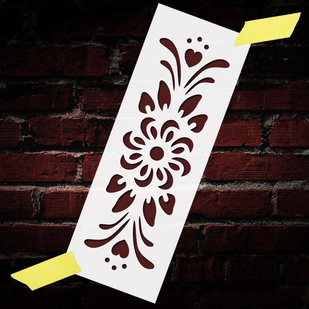 Flower Border Stencil Reusable DIY Mylar Border Stencil Home - Etsy