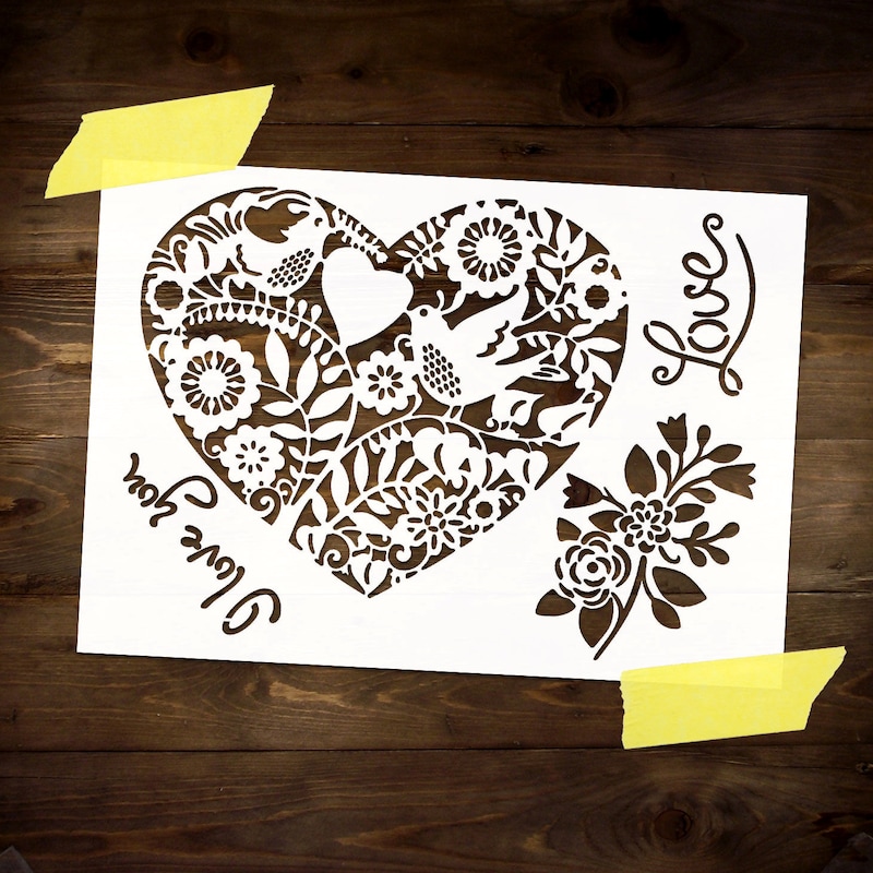 Heart Stencil - Etsy