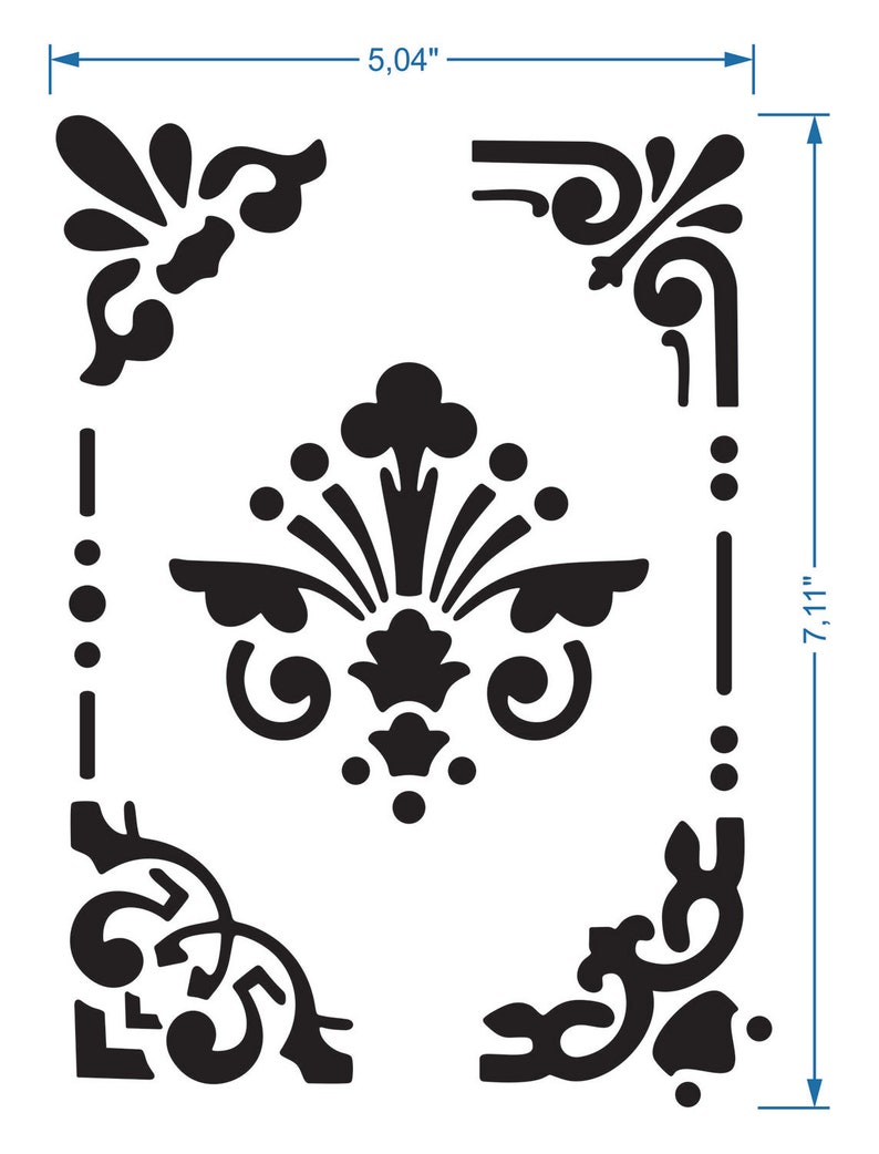 Floral Corners Stencil Reusable DIY Craft Mylar Stencil for | Etsy