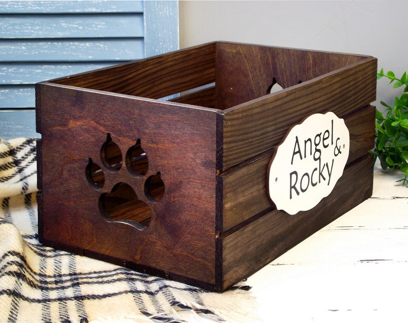 Dog Toy Box Personalized With Paw Hole Dog Toy Storage Dog - Etsy