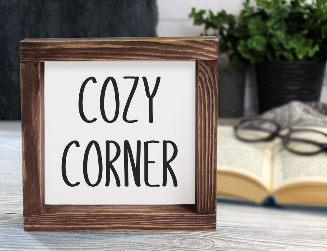 Book Nook Sign COZY Corner Wooden Sign for Books and Cat Lover Room ...